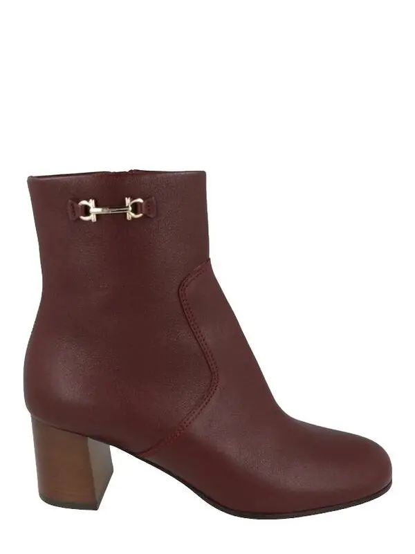 FERRAGAMO Otello Leather Booties - Nebbiolo