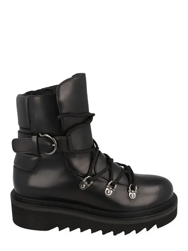 FERRAGAMO Elimo Lace-up Leather Boots - Black