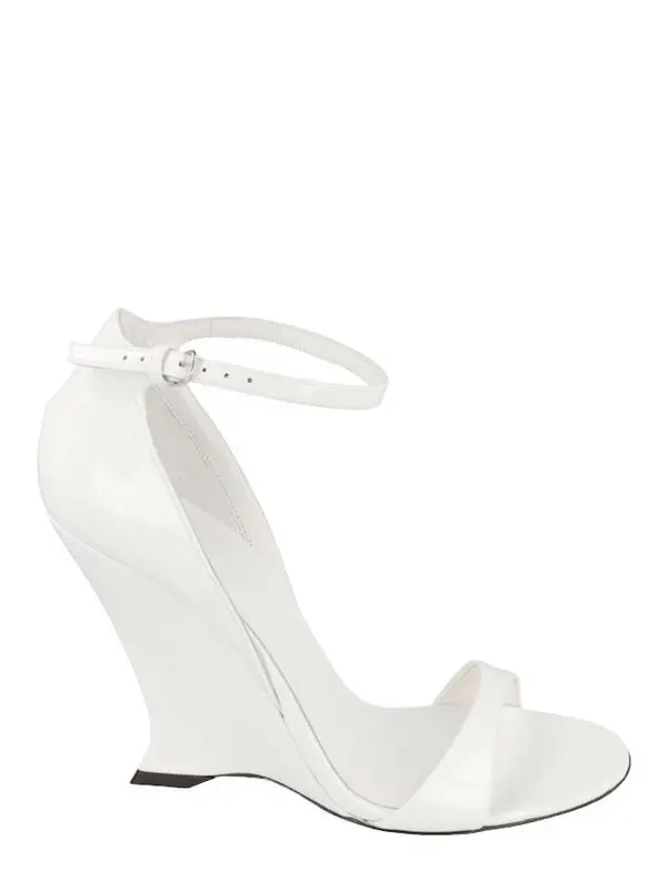 FERRAGAMO Vidette Patent Leather Wedge Sandals - White