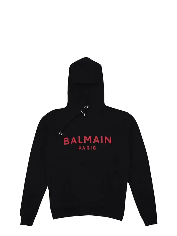 Balmain Logo Printed Hoodie - Black
