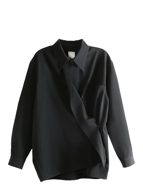 Calvin Klein Woven Shirting Top - Black