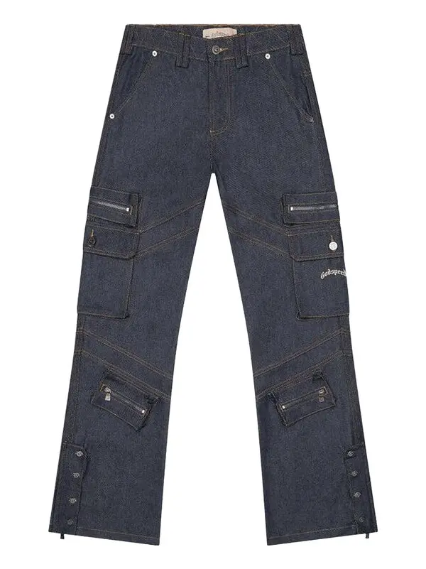 GODSPEED Rockstar Flare Cargo Denim - Blue