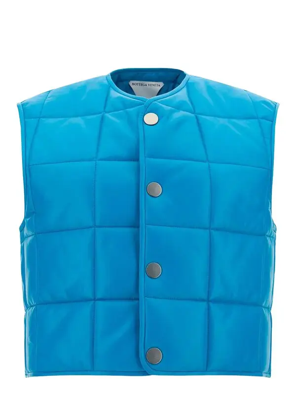 Bottega Veneta Shiny Leather Gilet - Blue
