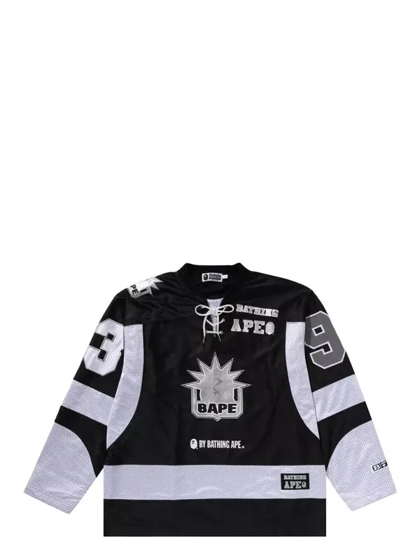 A BATHING APE Multi Logo Long-sleeve Ice Hockey Jersey - Black