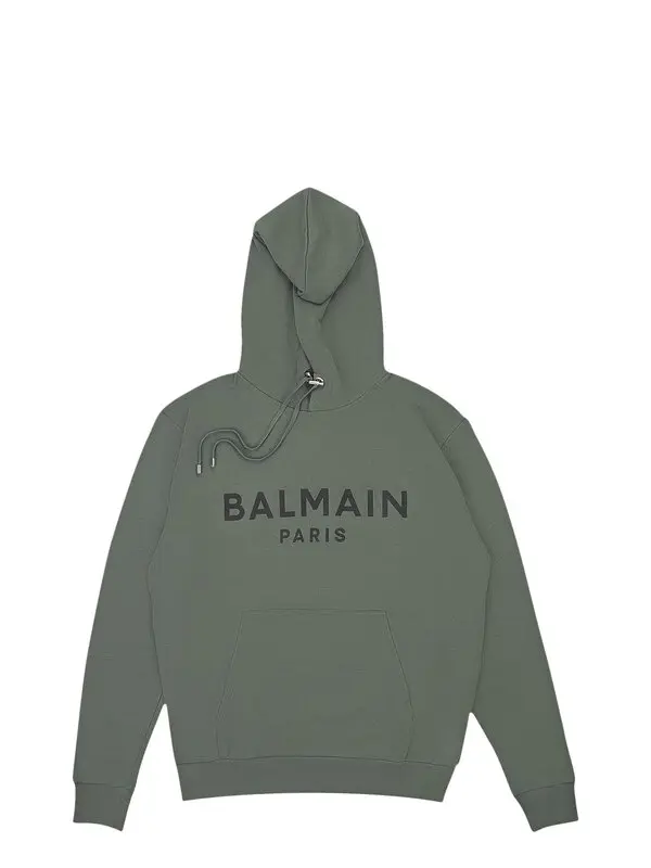Balmain Logo Printed Hoodie - Green