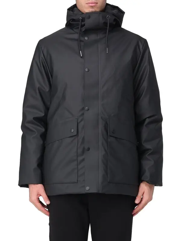 Rains Waterproof Jacket With Drawstring Hood - Black