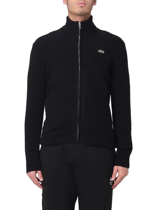 Lacoste Zip-up Sweater With Mock Neck - Black