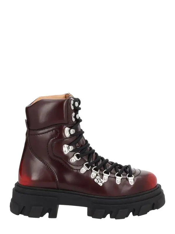 GANNI Lace-up Boots - Burgundy