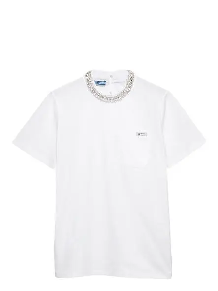 Prada Crystal-embellished Cotton-jersey T-shirt - White