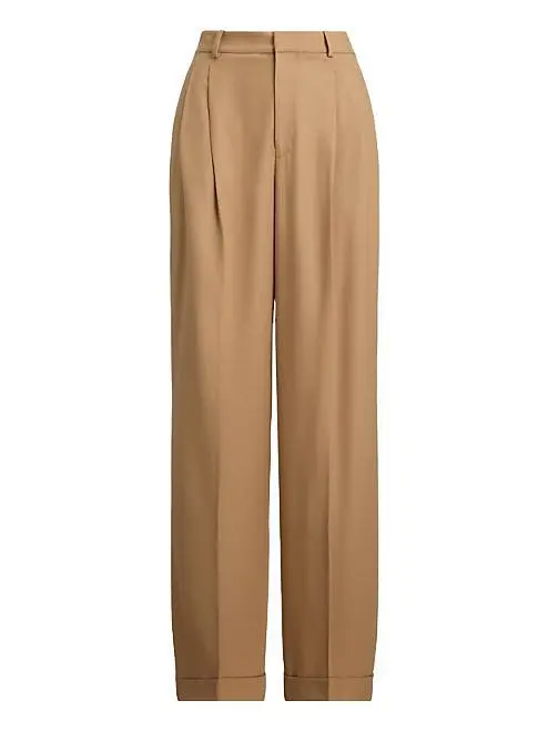 Polo Ralph Lauren Wide-leg Pleated Stretch-wool Trousers - Camel