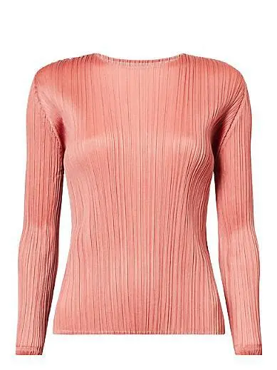 Issey Miyake Monthly Colors: October Long-sleeves Knitted Top - Coral Pink