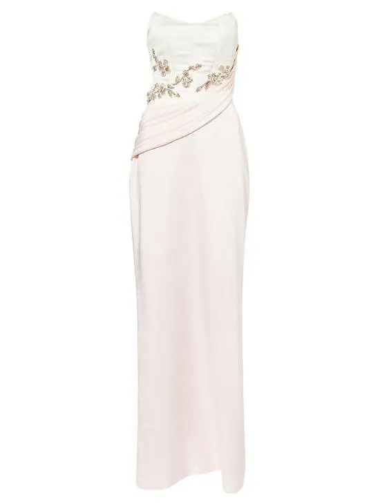Sabina Bilenko Sacha Corset Woven Gown - Ivory Pink