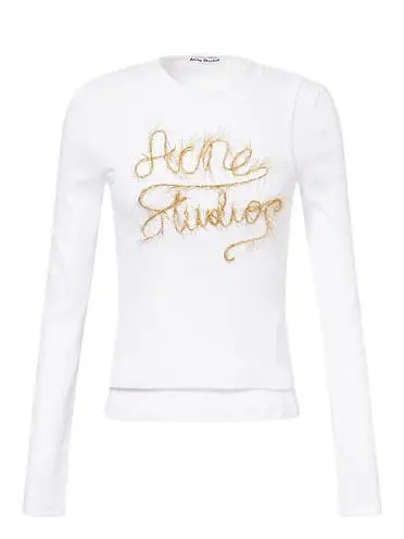 Acne Studios Embroidered-logo Overlay Stretch-cotton Top - Optic White