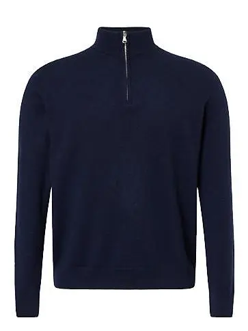 Sunspel Knitted Cashmere Jumper With Half-zip - Navy
