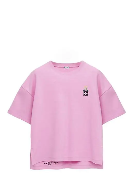 Loewe Cotton-blend T-shirt With Futuristic Cat Embroidery - Pink