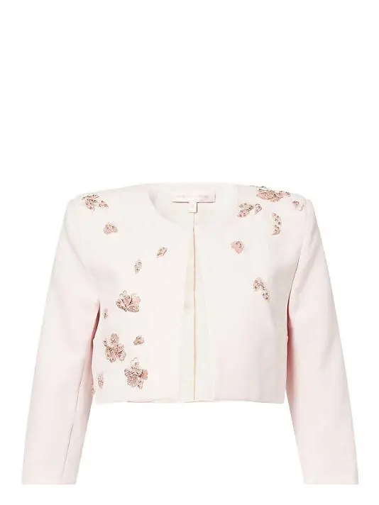 Sabina Bilenko Esther Embellished Woven Bolero Jacket - Pink