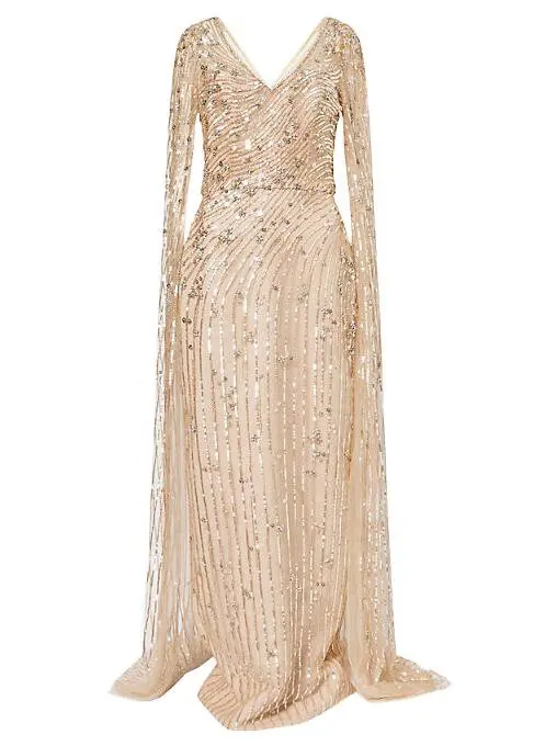 Sabina Bilenko Nour Woven Gown - Old Gold