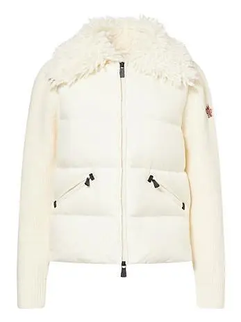 Moncler Spread-collar Zip-pocket Padded Cardigan - Natural