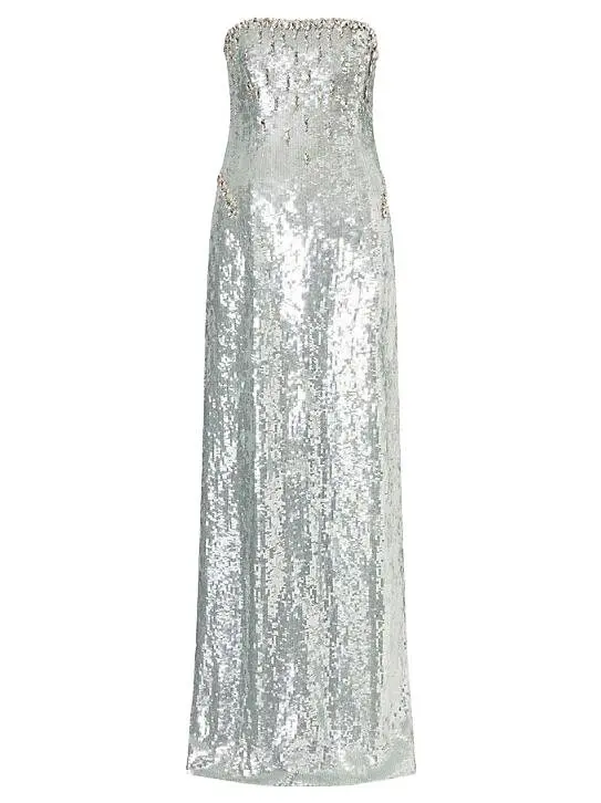 Sabina Bilenko Imani Sequin-embellished Woven Gown - Aqua
