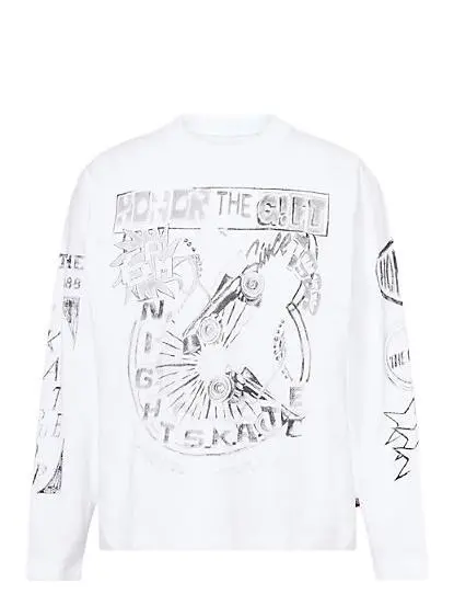 HONOR THE GIFT Night Skate Long-sleeved Cotton T-shirt - White