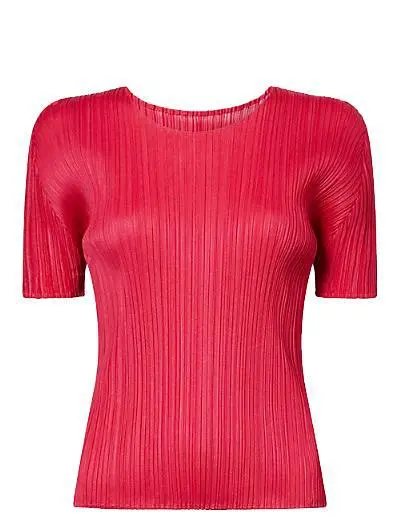 Issey Miyake Pleated Knit Top - Carmine