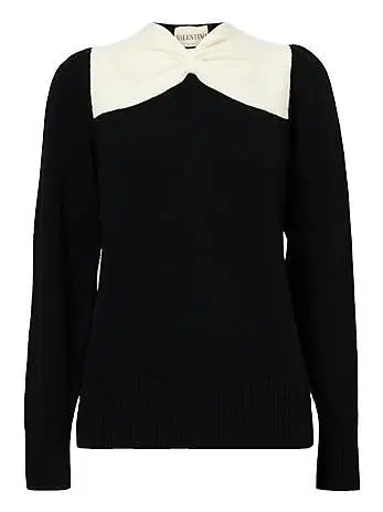 Valentino Garavani Wool Jumper With Bow - Nero Avorio
