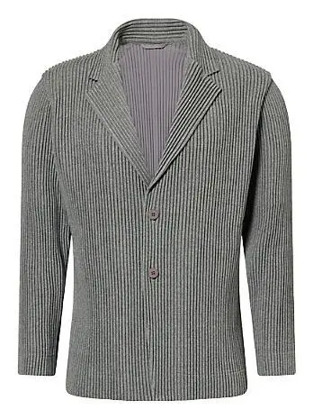 Issey Miyake Pleated Knitted Jacket - Gray