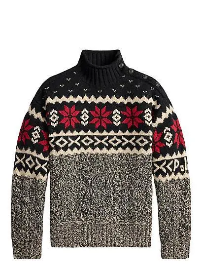 Ralph Lauren Fairisle High-neck Wool-blend Jumper - Charcoal Combo