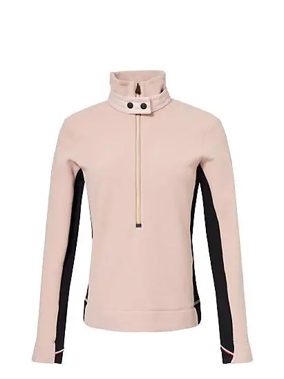 Moncler High-neck Stretch-fleece Sweatshirt With Thumbholes - Rose