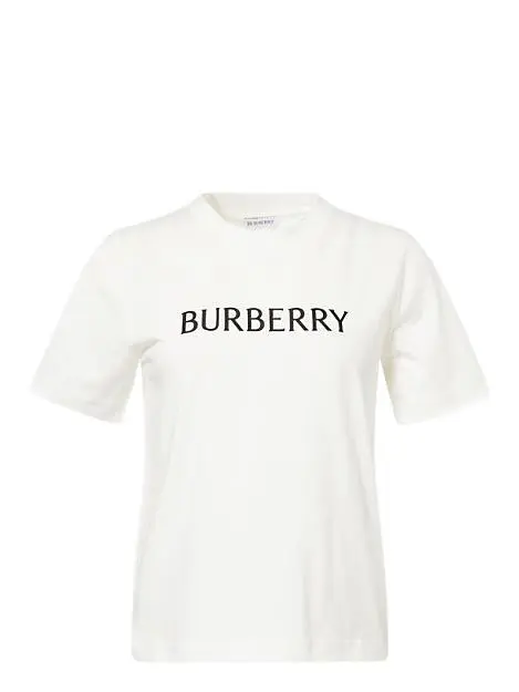 Burberry Brand-print Cotton T-shirt - Chalk