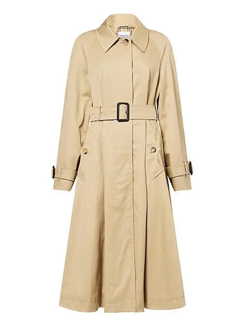 Burberry Ellingham Flared Cotton Trench Coat - Beige