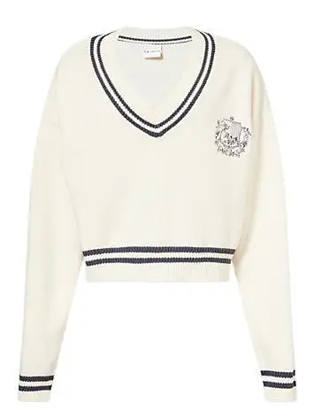 SISTERS & SEEKERS Relaxed-fit Embroidered Knit Jumper - Cream