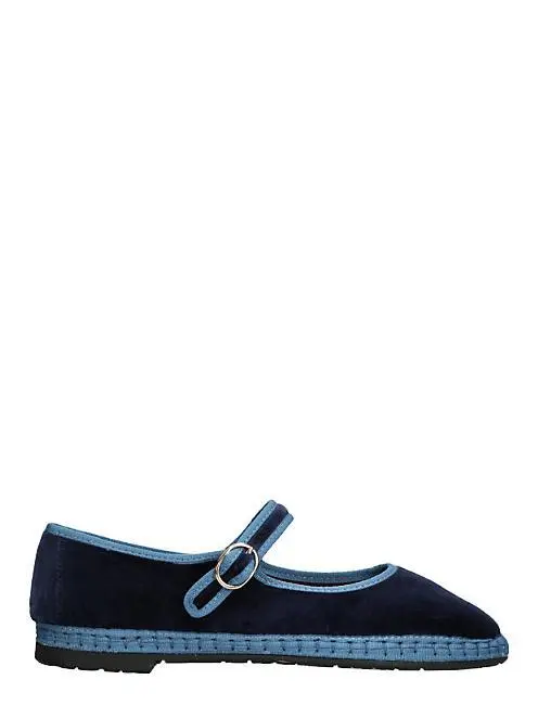 FLABELUS Montague Cotton-velvet Mary Jane Flats - Blue/drk.c
