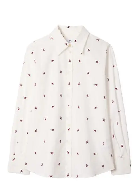 Paul Smith Ditsy Cat' Cotton Shirt - White