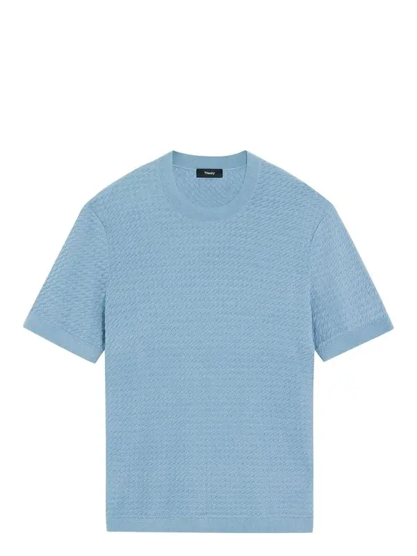 Theory Damian Textured Knit Short-sleeve Sweater - Rainstorm