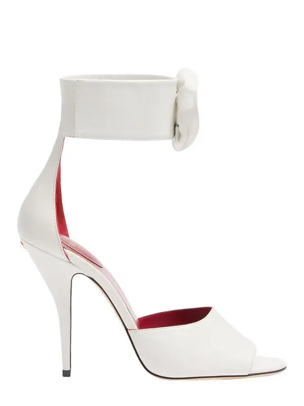Valentino Garavani Embellished Rose Leather Sandals - Bianco Multi