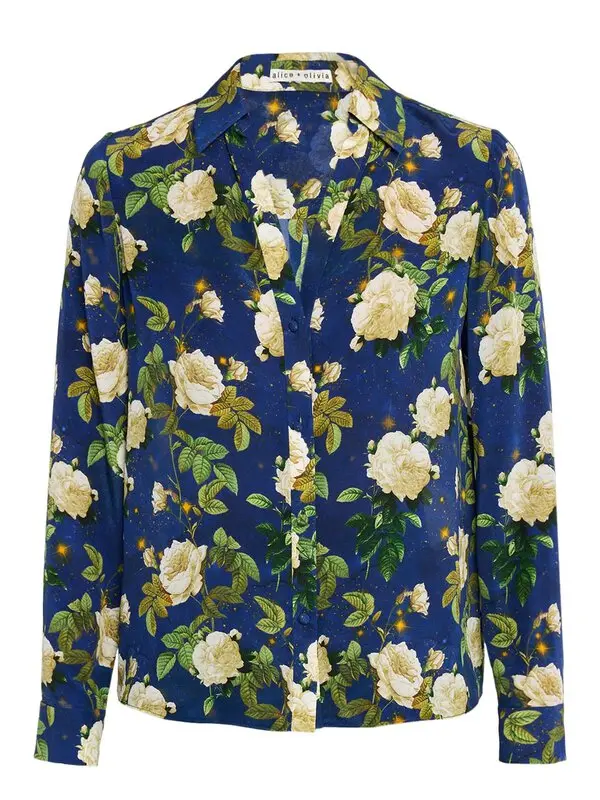 Alice + Olivia Rose Eloise Button-front Blouse - Twilight