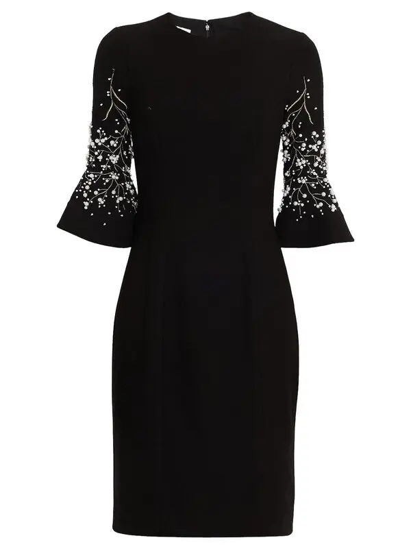 Rickie Freeman For Teri Jon Beaded Embroidered Crepe Dress - Black Multi