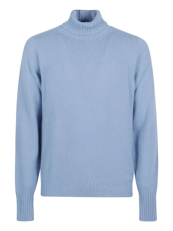 DRUMOHR Thin Wool Turtleneck Long Sleeve Sweater - Sky Blue