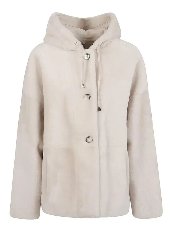 ENES Fur Hooded Jacket - White