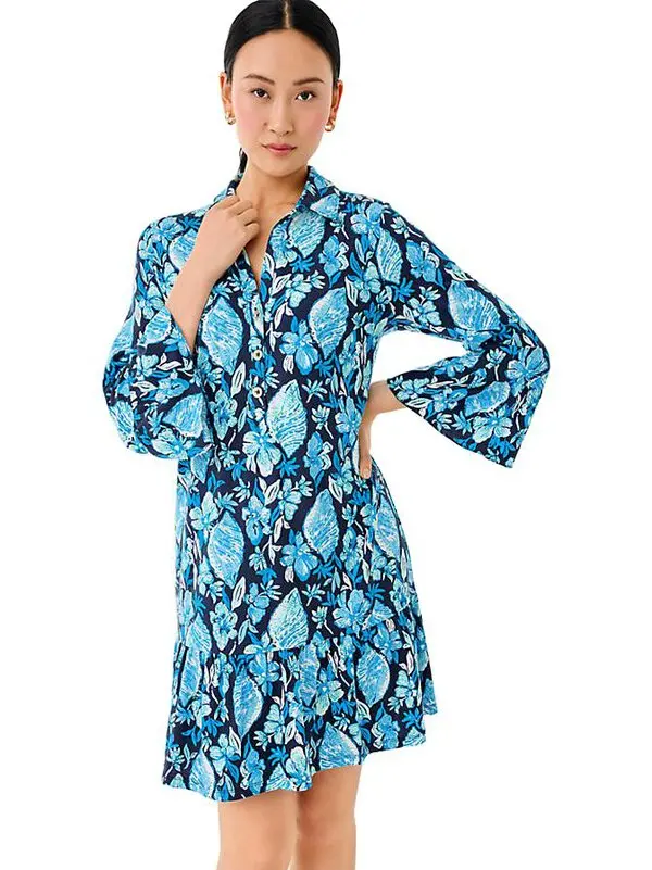 Lilly Pulitzer® Delany Shirtdress - Low Tide Navy Seashell Splendor