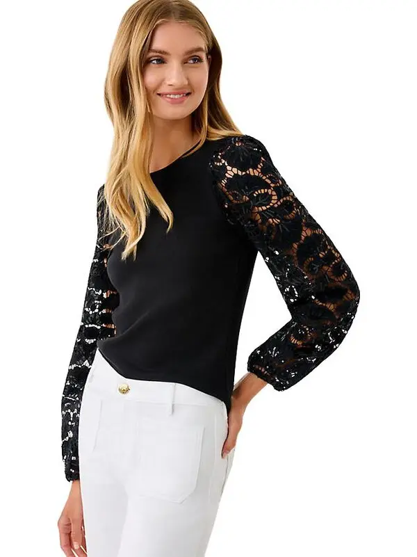 Lilly Pulitzer Bryant Lace Knit Top - Noir