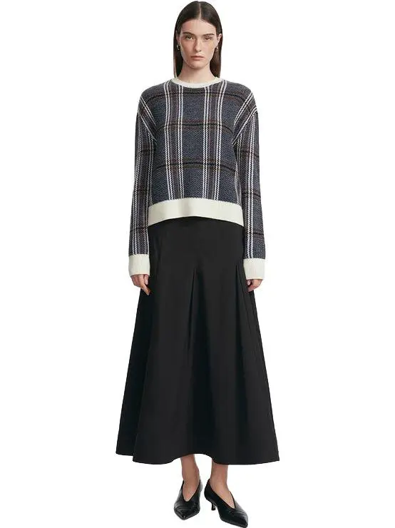 Lela Rose Plaid Jacquard Knit Pullover - Blue