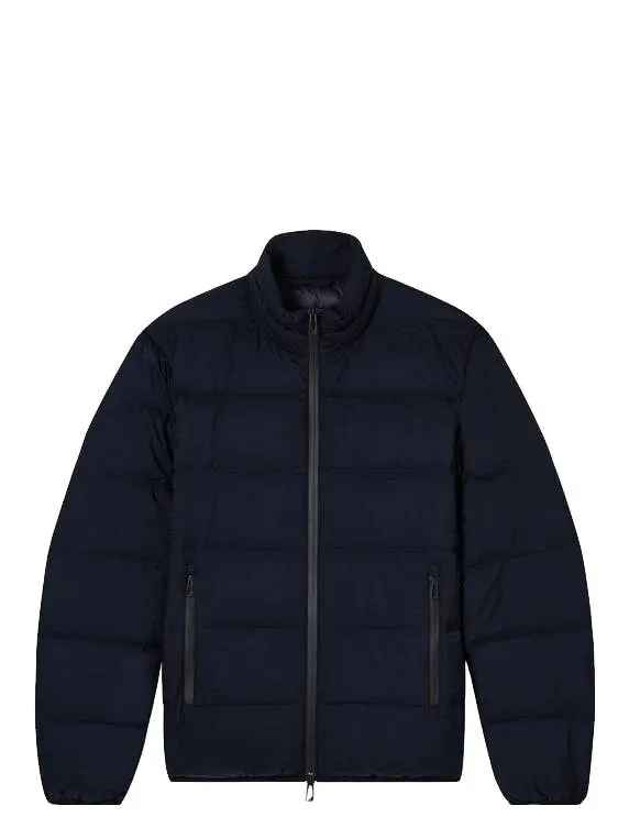 Emporio Armani Quilted Nylon Down Jacket With Jacquard Logo - Navy