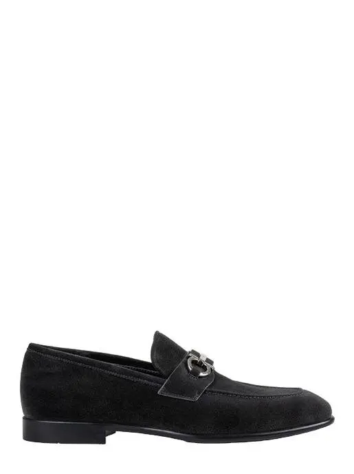 FERRAGAMO Moccasin With Gancini Ornament - Black