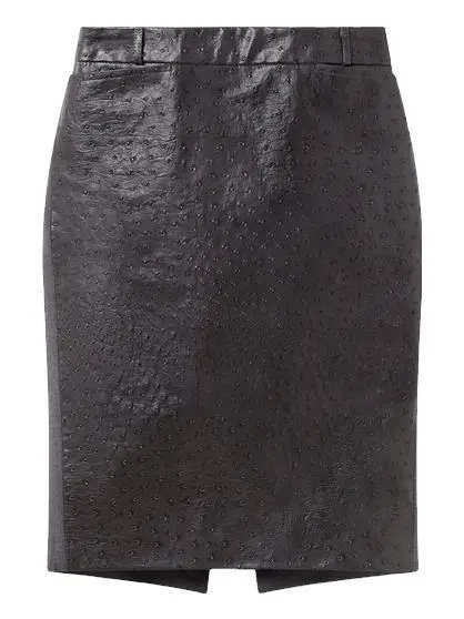Stella McCartney Ostrich Texture Midi Skirt - Gray