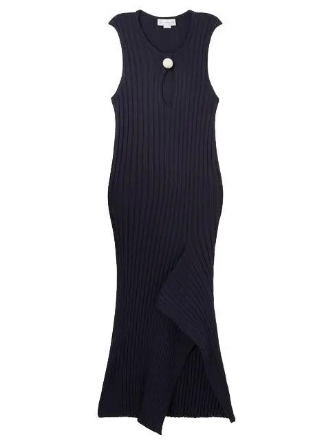Stella McCartney Cotton Ribbed Midi Dress - Blue / Navy