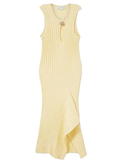 Stella McCartney Cotton Ribbed Midi Dress - Yellow