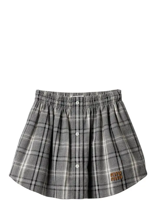Miu Miu Cotton Flannel Mini Skirt - Grey