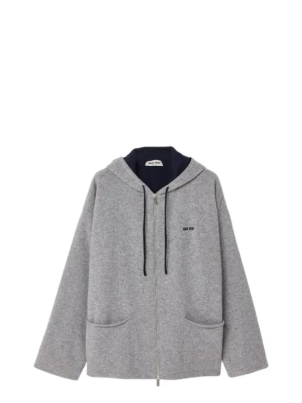 Miu Miu Cashmere Zip-up Hoodie - Grey